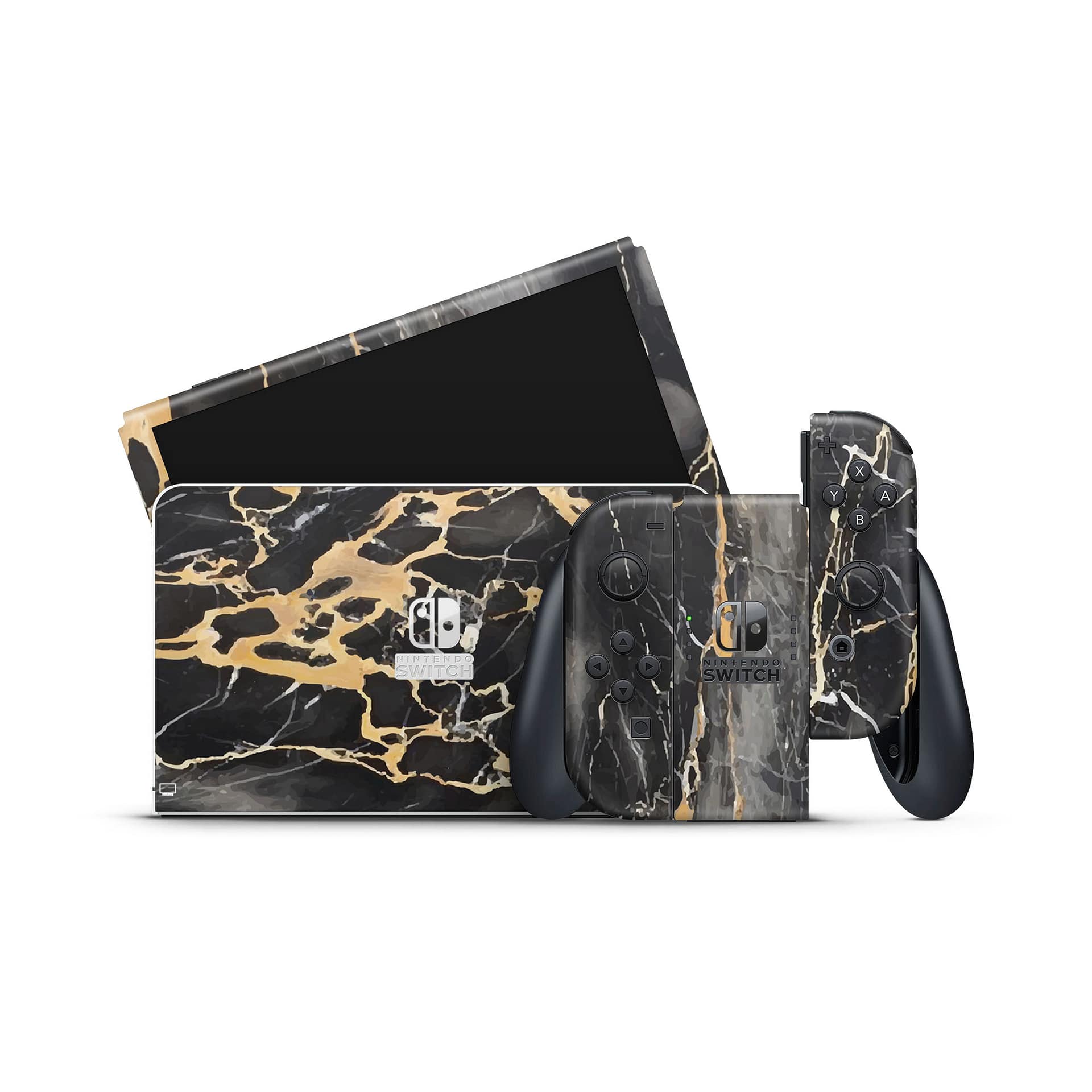Nintendo Switch OLED Black Gold Fusion Art Skin - WrapitSkin The ...