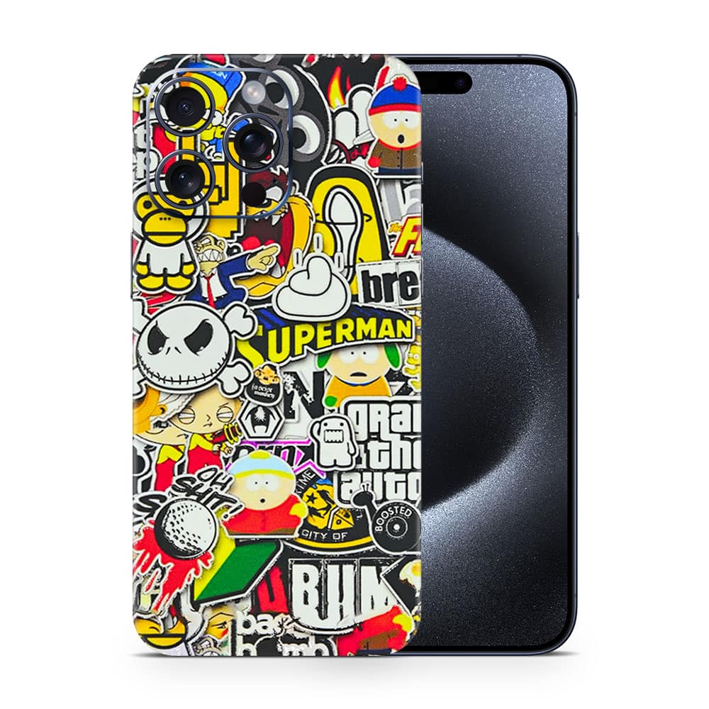 IPhone 15 Pro Max Sticker Bomb 3D Skin - WrapitSkin The Ultimate ...