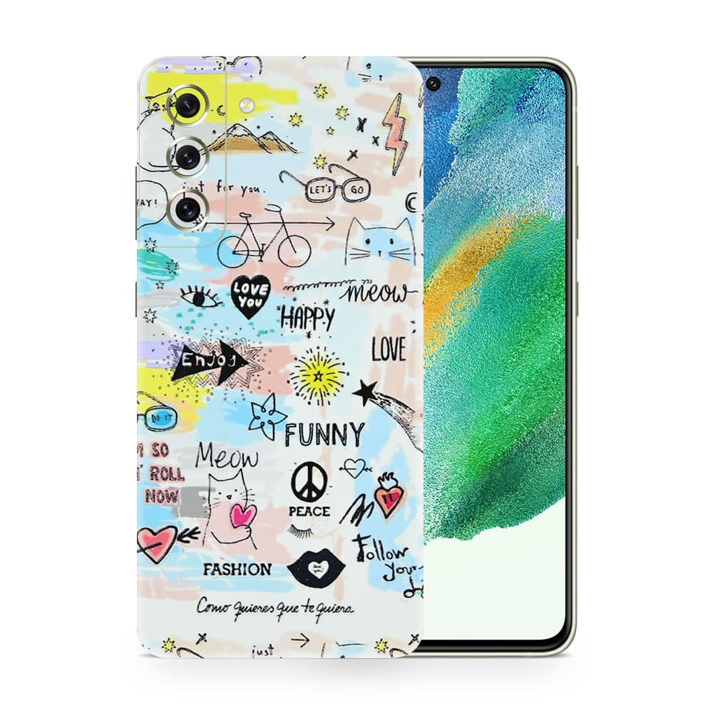 Galaxy S21 FE Doodles 3D Skin - WrapitSkin The Ultimate Protection!