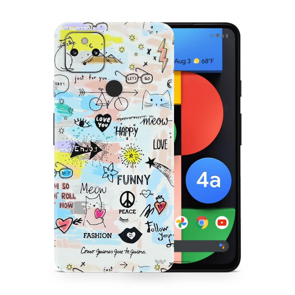 Pixel 4A 5G Doodles 3D Skin - WrapitSkin The Ultimate Protection!