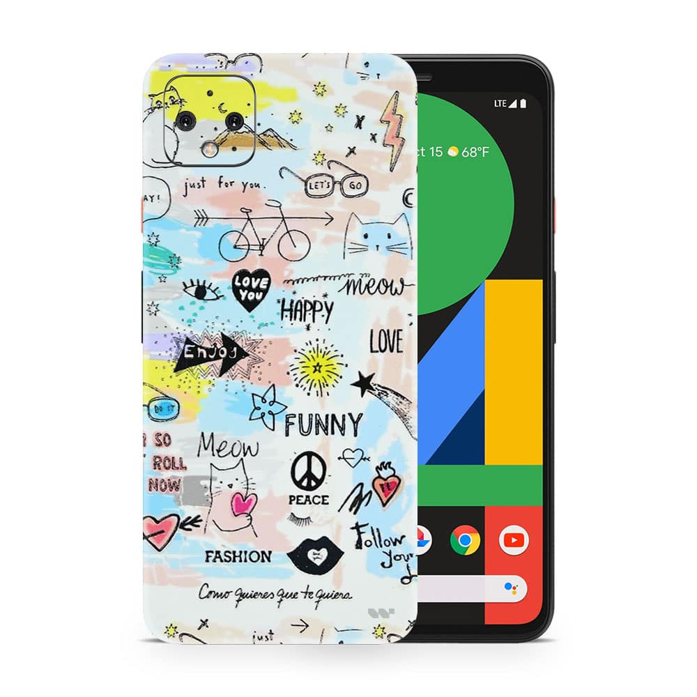 Pixel 4 Xl Doodles 3D Skin - WrapitSkin The Ultimate Protection!