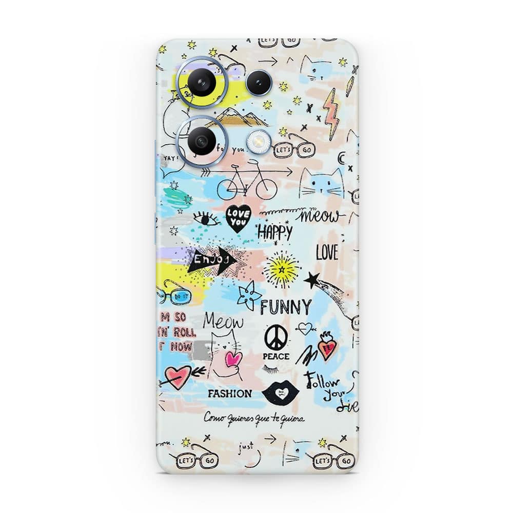 Redmi Note 13 4G Doodles 3D Skin - WrapitSkin The Ultimate Protection!